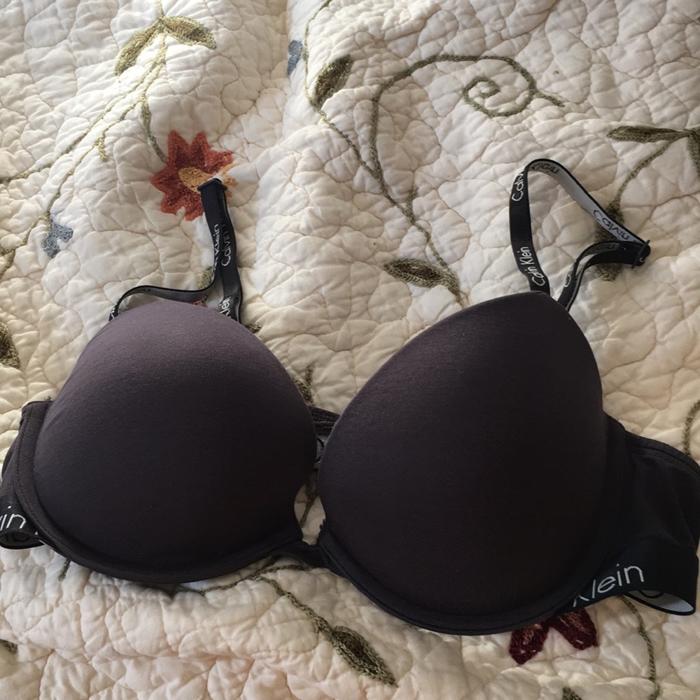 Calvin Klein Logo Bra W/ Waistband 34c Push Up - Gem